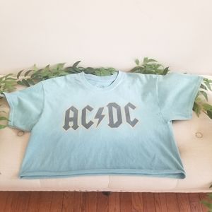 True Vintage | Tops | True Vintage Acdc Crop Top Blue M | Poshmark